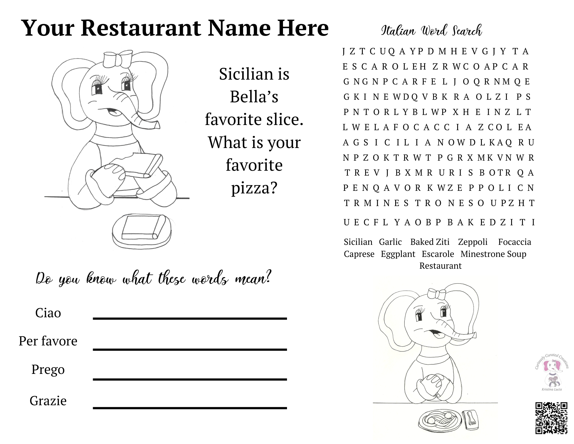 Custom Coloring Placemats and Printables for Your Restaurant ...